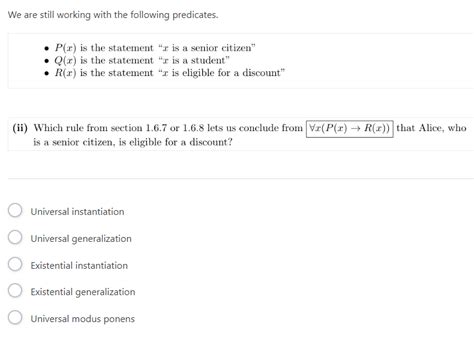 Solved Once We Start Involving Predicates Implications Can Chegg Com