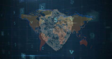Animation Of Cyber Security Concept Icons And Data Processing Against World Map On Blue