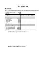 B CVP Practice Test Docx CVP Practice Test Question Magik Bicycles Manufactures And Sells