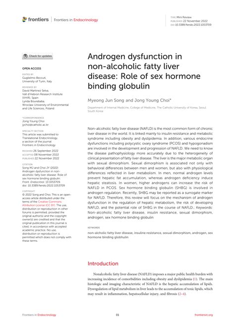 Pdf Androgen Dysfunction In Non Alcoholic Fatty Liver Disease Role