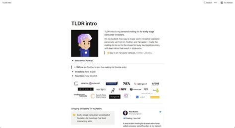 Alex Kwon On Linkedin Tldr Intro List Now Has 100 Early Stage Consumer Investors On The