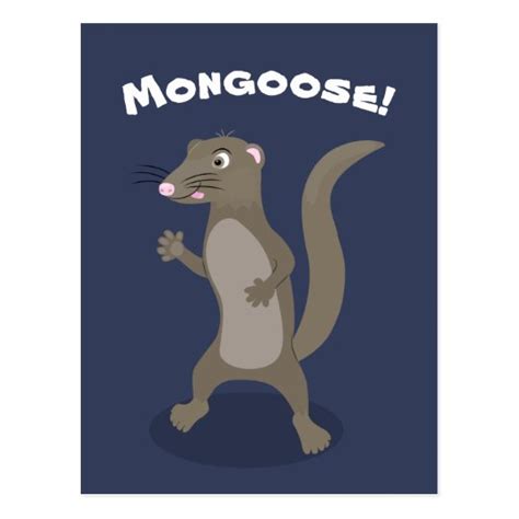 Cute Mongoose Cartoon Illustration Postcard Uk