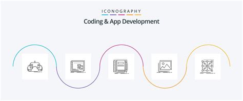 Coding And App Development Line 5 Icon Pack Including Image Sketching Operational Pocket