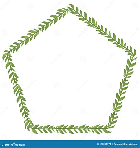 pentagon frame green leaf stock vector illustration of floral 278041574