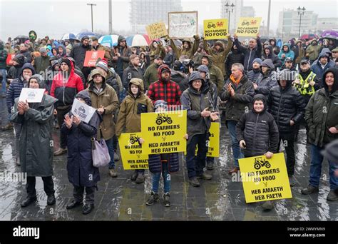 Members Of The Farming Community Protest Outside The Senedd In Cardiff