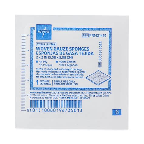 Medline Woven Sterile 12 Ply Gauze Sponges 2 X 2 Prm21419