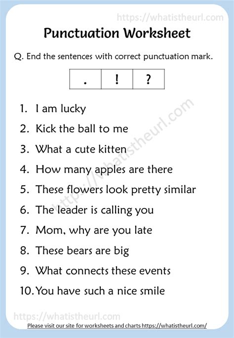 Punctuation Marks Worksheets For Grade 5