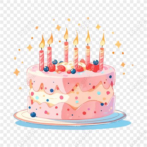 생일 케이크 핑크 귀여운 만화 일러스트 레이션미식가디저트 Png 일러스트 무료 다운로드 Lovepik
