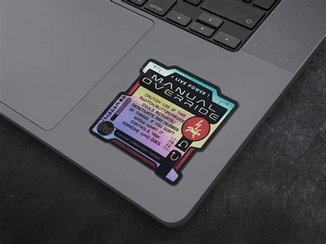 Manual Override Holographic Vinyl Decal Device Offline Cyberpunk Laptop