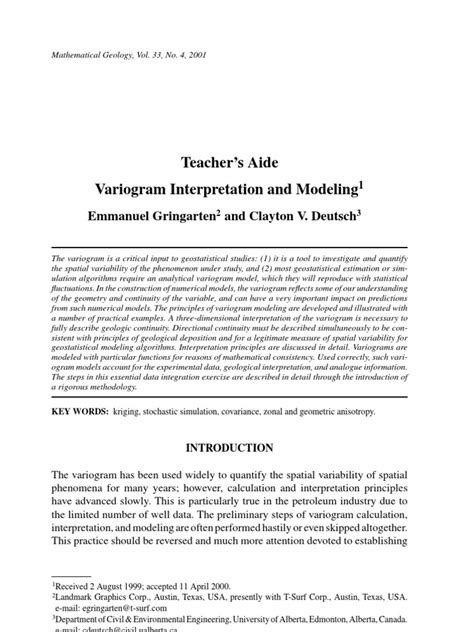 Variogram Interpretation And Modeling Guide Pdf Linear Trend