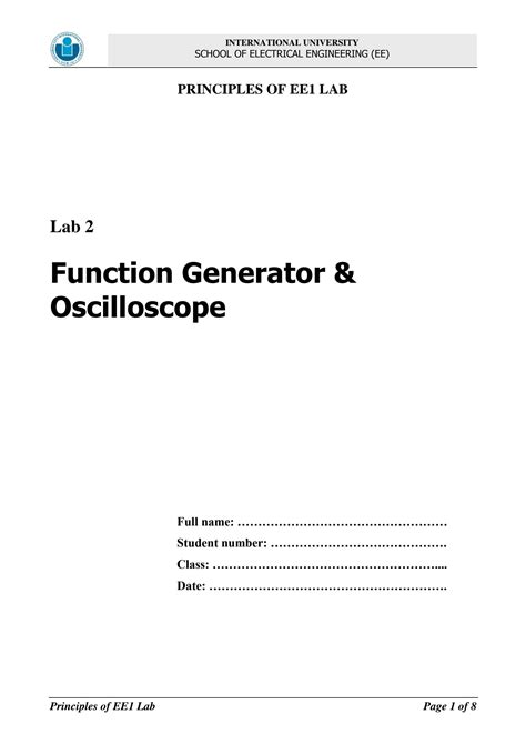 Solution Principle Of Ee1 Lab Function Generator And Oscilloscope