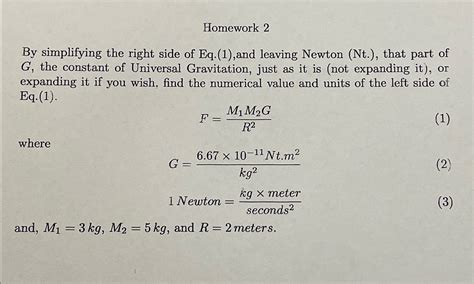 solved homework 2 by simplifying the right side of eq 1