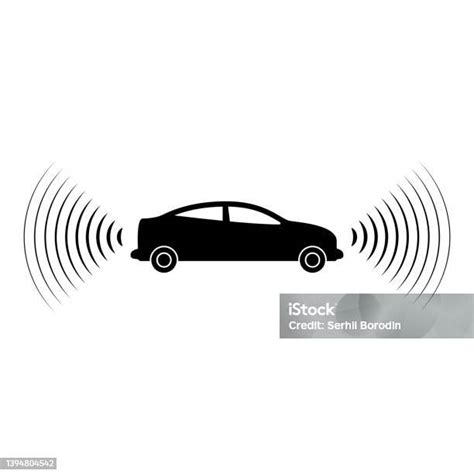 자동차 무선 신호 센서 스마트 기술 자동 조종 장치 앞뒤 방향 아이콘 검은 색 벡터 일러스트 레이 션 이미지 플랫 스타일 아이콘에 대한 스톡 벡터 아트 및 기타 이미지