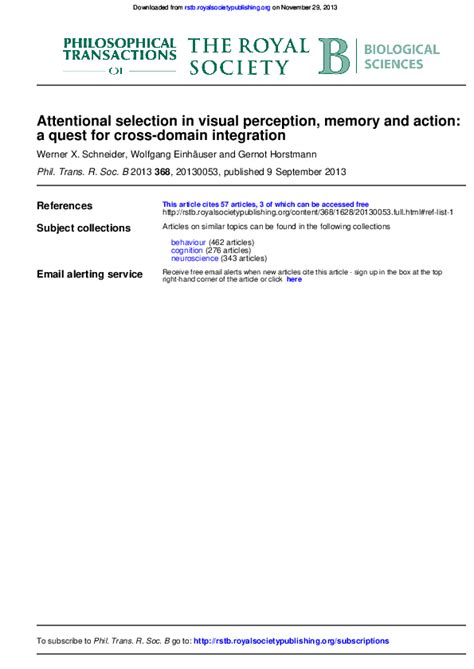 Pdf Attentional Selection In Visual Perception Memory And Action A Quest For Cross Domain
