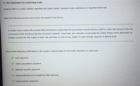 Solved The Arguments For Restricting Trade Suppose There Chegg