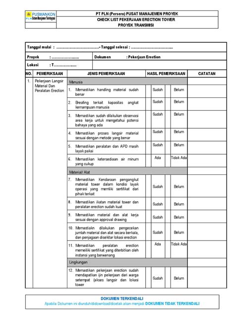 Checklist Erection Tower Pdf