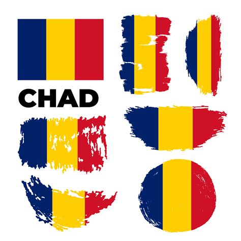 Chad Flag Set In Grunge Style Patriotic Background National Flag Of Chad Vector Illustration