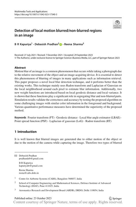 Detection Of Local Motion Blurrednon Blurred Regions In An Image