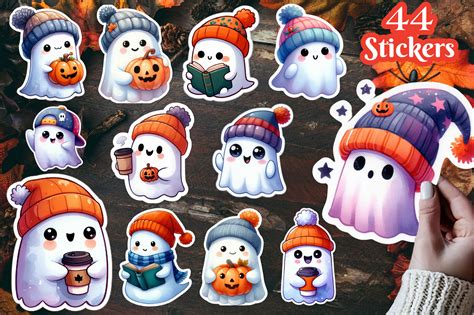 Cute Halloween Ghost Stickers Graphic By Dream Creation · Creative Fabrica