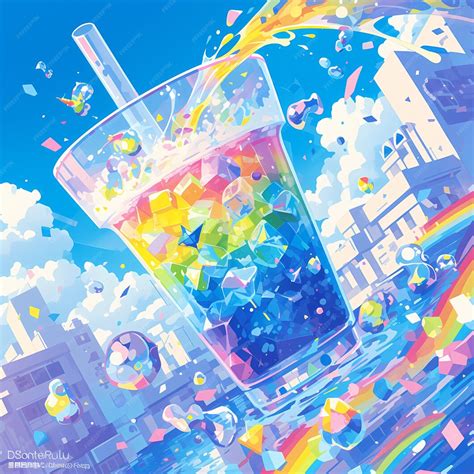 Rainbow Splash A Vibrant Slushy Experience Premium Ai Generated Image