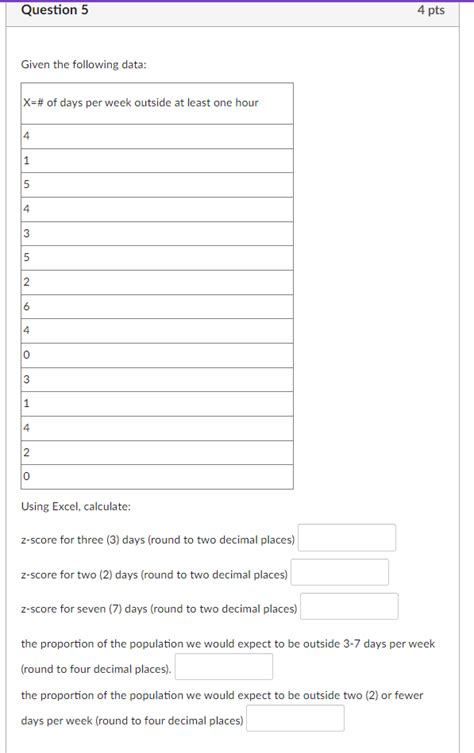 solved given the following data using excel calculate