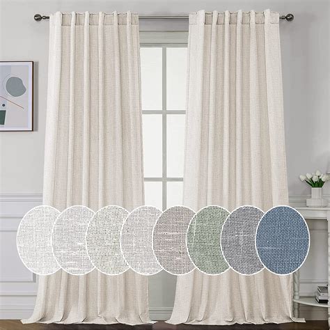 Hversailtex Natural Linen Back Tab Curtains 84 Inch Length