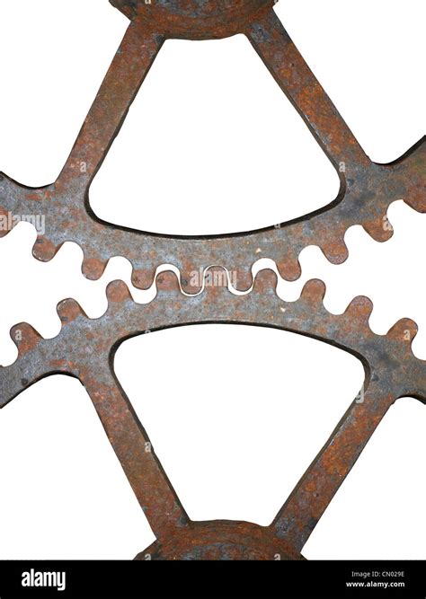 Rusty Cogs Against A White Background Stock Photo Alamy