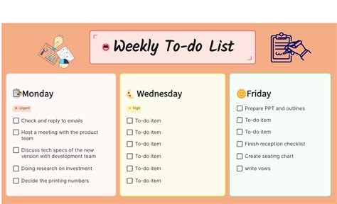 Weekly To Do List Boardmix Structuring Tasks For Optimal Performance
