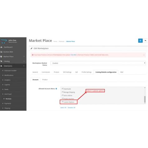 OpenCart Opencart Multi Vendor Marketplace Custom Options