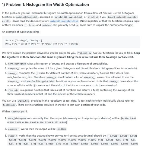 Solved Problem Histogram Bin Width Optimization In Chegg
