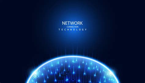 Abstract Global Dot Network Circle Digital Connection And Communication Futuristic On Blue