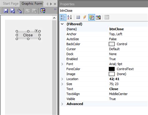 how to close a graphic form from script smartui features