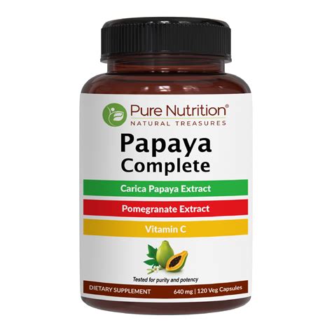 Pure Nutrition Papaya Complete 500mg Papaya Extract Papaya Leaf Extract Per Dose 120 Papaya