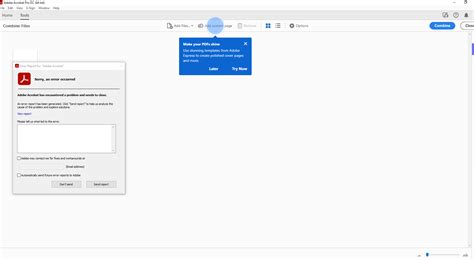 adobe acrobat dc crashes combine files drag and adobe product