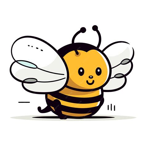 Premium Vector Cute Cartoon Bee Flying On A White Background Vector