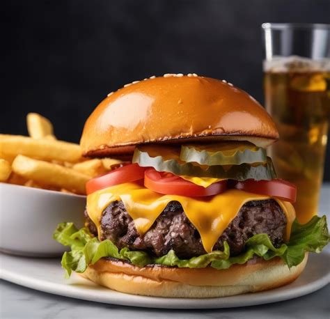 Premium Ai Image Big Classic Beef Burger