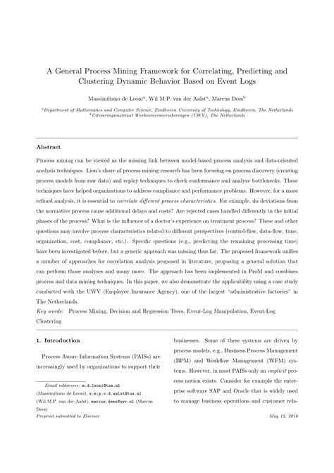 Pdf A General Process Mining Framework For Correlating Predicting