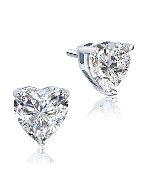 Orecchini Diamanti Cuore 2 Carati D Vs1 Oro Bianco 18k Scermino Gioielli