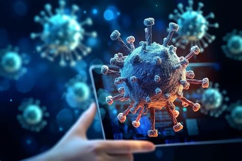 Premium AI Image A Tablet Screen Shows A Virus With A Person Holding A Tablet That Says Virus