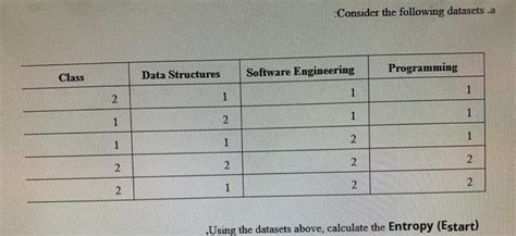 solved consider the following datasets a class programming