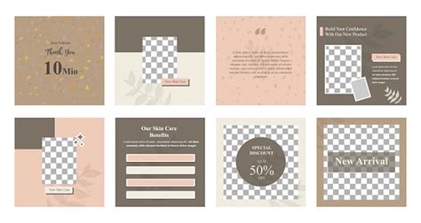 최소한의 현대 패션과 뷰티 소셜 미디어 포스트 배너 컬렉션 키트핑크 컬러 판매 사진 격리 제품 디스플레이 팁 템플릿 레이아웃