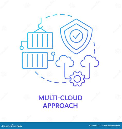 Multi Cloud Approach Blue Gradient Concept Icon Stock Vector Illustration Of Line Operation