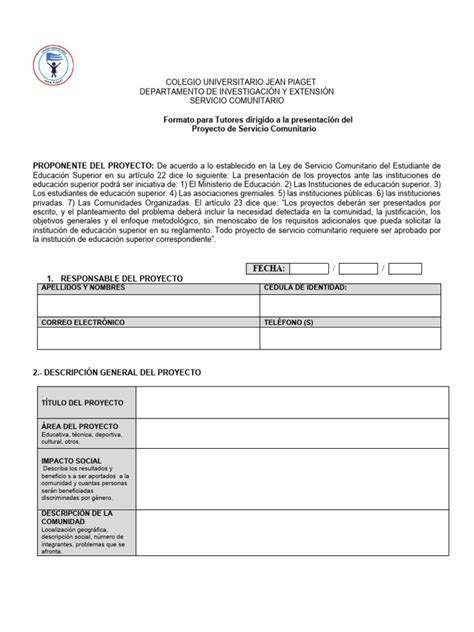 Formato Para Presentar Proyectos De S C Los Tutores 1 003 Descargar Gratis Pdf