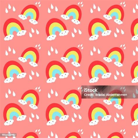 무지개 만화 귀여운 구름 미소 원활한 패턴 아이 장식 포장지 직물 템플렛 보육 장식 0명에 대한 스톡 벡터 아트 및 기타 이미지 0명 가리기 구름 Istock