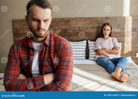 Offended Man And Woman In Bedroom Stock Image Image Of Attractive