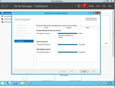 Remote Desktop Services Role Fails During Install Windows