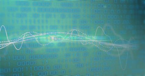 Data Processing Image With Fluctuating Graphs Over Binary Code Background Stock Illustration