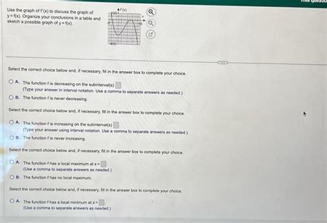 Solved Use The Graph Of F X To Discuss The Graph Of Chegg Com