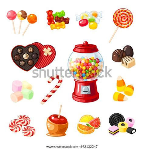 카튼 사탕 1개막대 사탕 사탕수수 본본 스톡 벡터로열티 프리 692132347