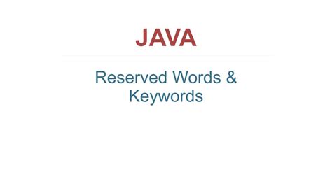 Java Reserved Words And Keywords Youtube